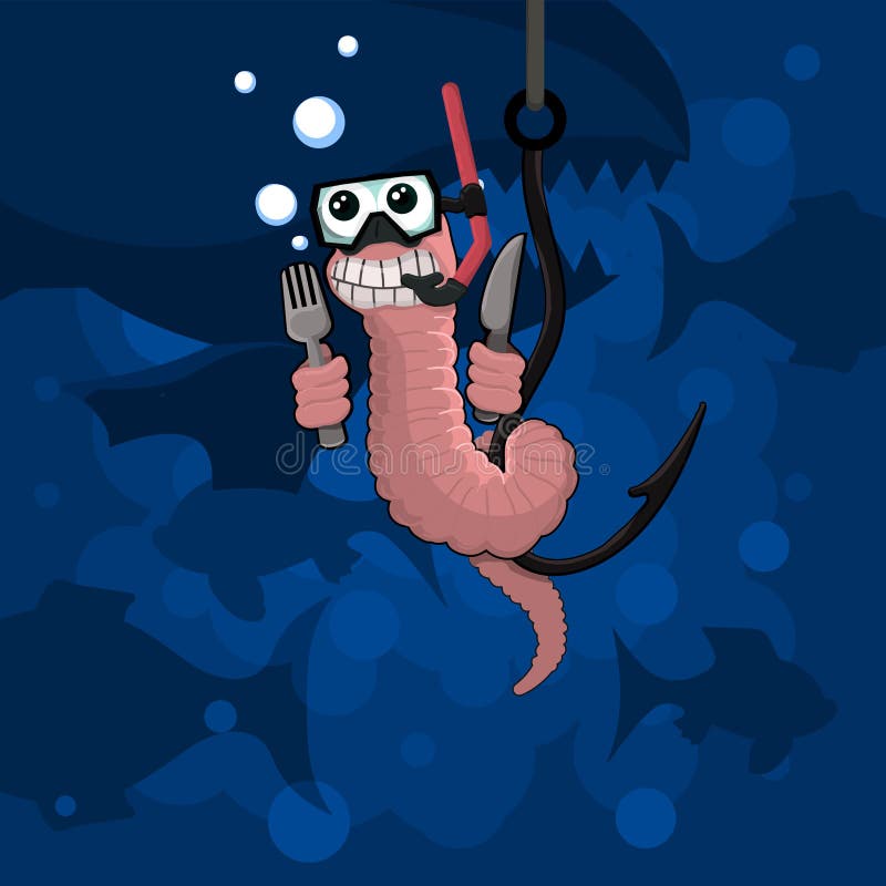 Hungry Worms stock vector. Illustration of lake, fork - 65034508