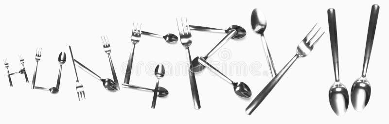 Hungry Written with Cutlery Stock Photo - Image of eating, isolated ...