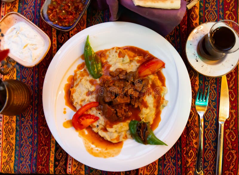 Hunkar Begendi Made with Eggplant and Meat Stock Photo - Image of ...