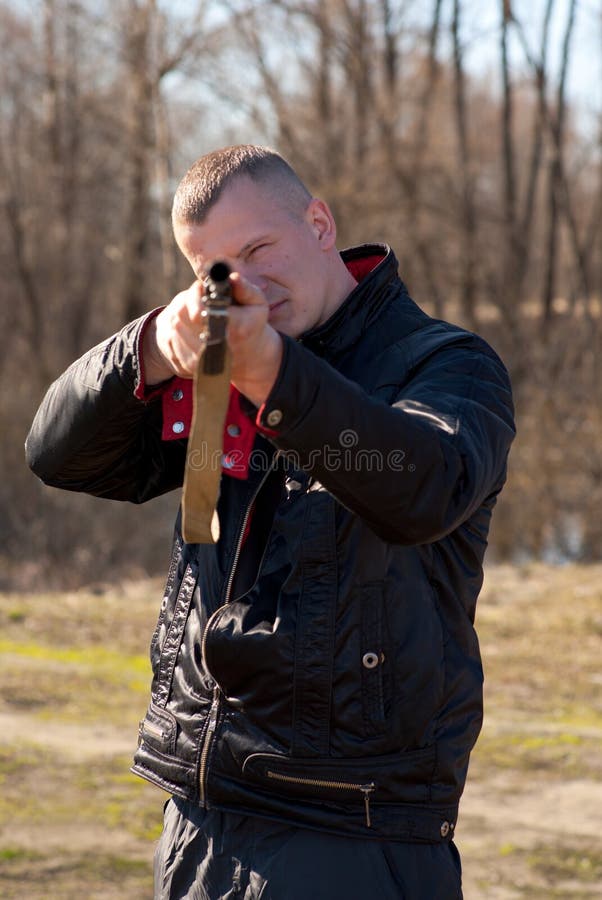 Hunter stock image. Image of game, rifle, outdoors, shoot - 19901315