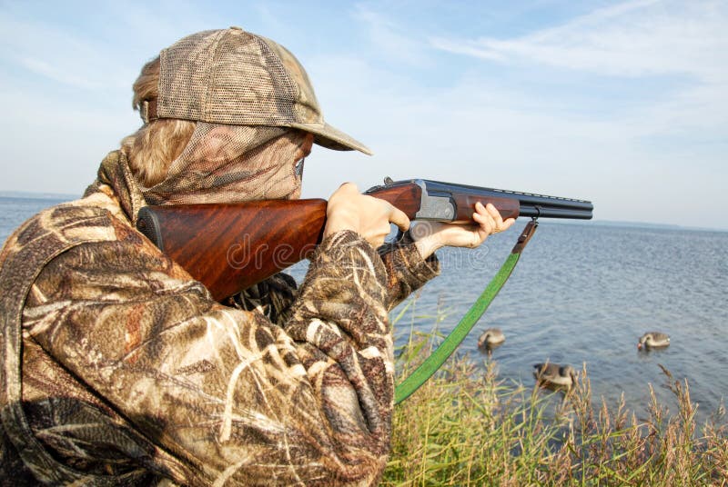 Hunter Aiming Shotgun stock image. Image of sight, focusing - 2157923