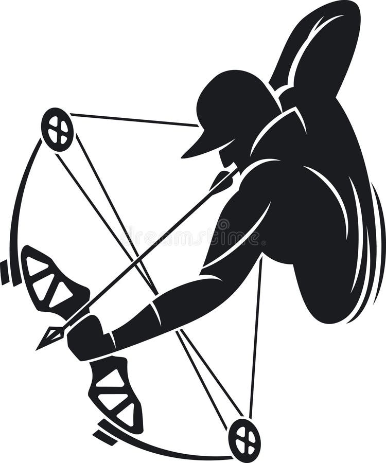 Hunter Aiming with Compound Bow Stock Vector - Illustration of archer ...
