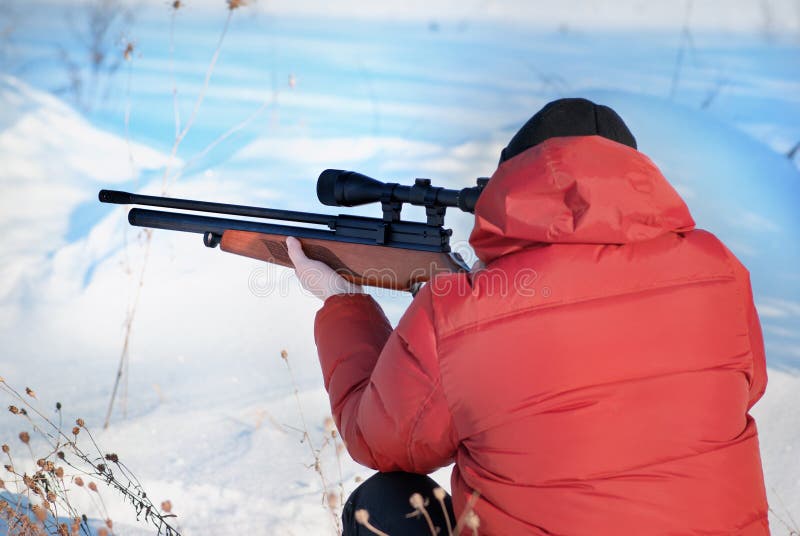 Hunter Aiming with Weapon at the Outdoor Hunting Stock Image - Image of ...