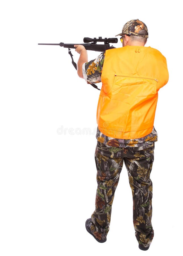 Hunter Pointing the Gun Towards the Camera Stock Photo - Image of ...
