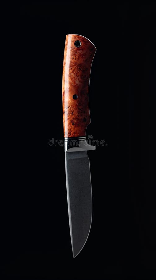 Hunter Combat Hand Made Knife on a Black Background Stock Photo - Image ...