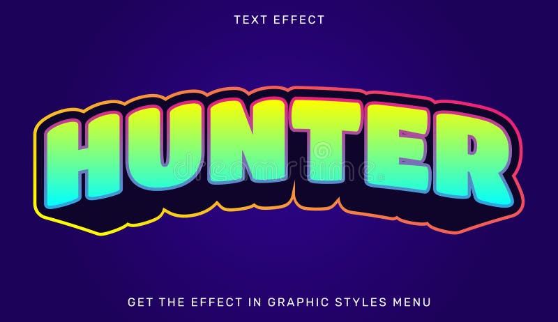 Hunter Editable Text Effect in 3d Style Stock Vector - Illustration of ...