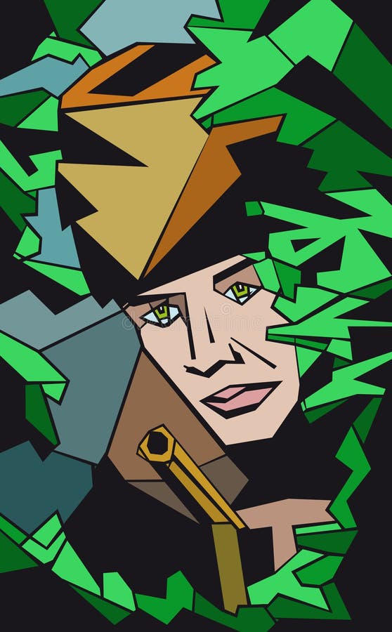 Hunter in the forest stock vector. Illustration of nature - 25730325