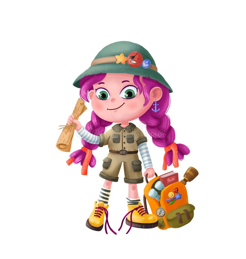 Hunter Girl Illustration on a White Background Stock Illustration - Illustration of cute ...