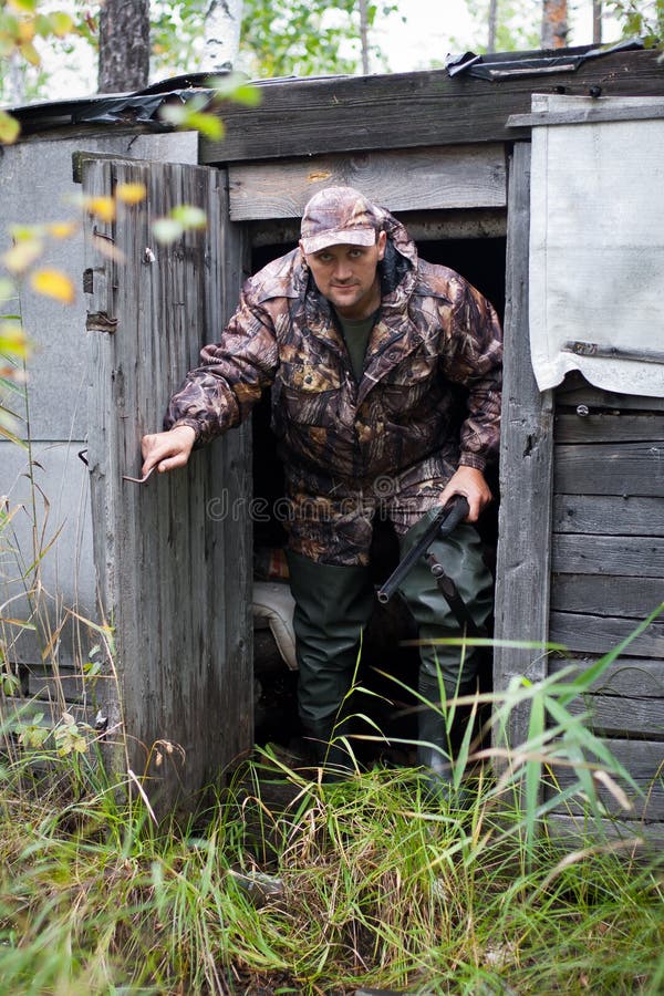 Hunter Going Out of the Hut Stock Photo - Image of camp, obsolete: 45942446