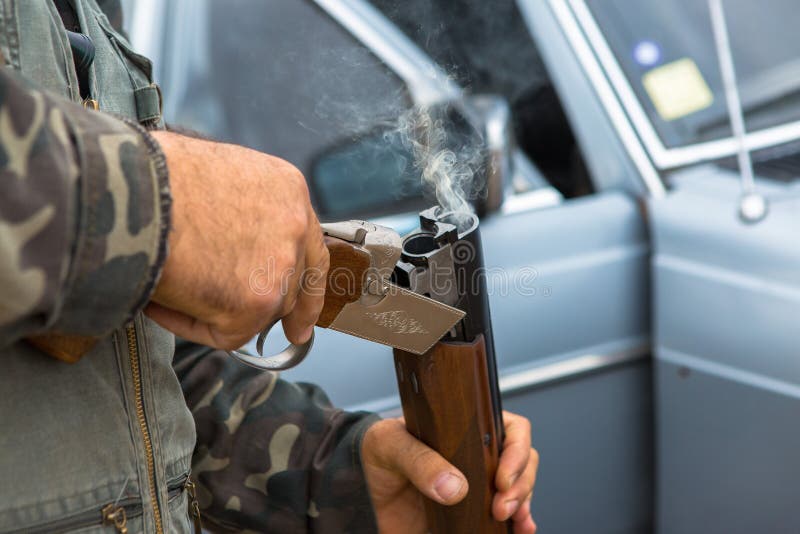 Hunter with a Hat and a Gun in Search of Prey in the Steppe Stock Image ...