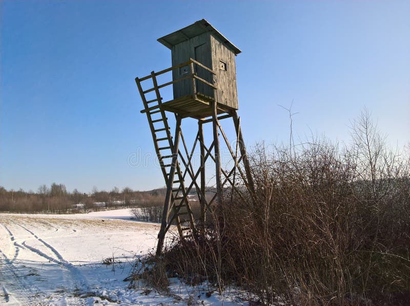 Hunter Hide High stock photo. Image of hiding, tree, post - 91877966
