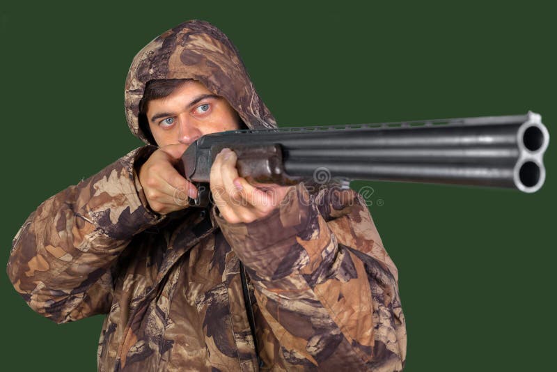 Hunter with his rifle stock photo. Image of person, pointing - 59358934
