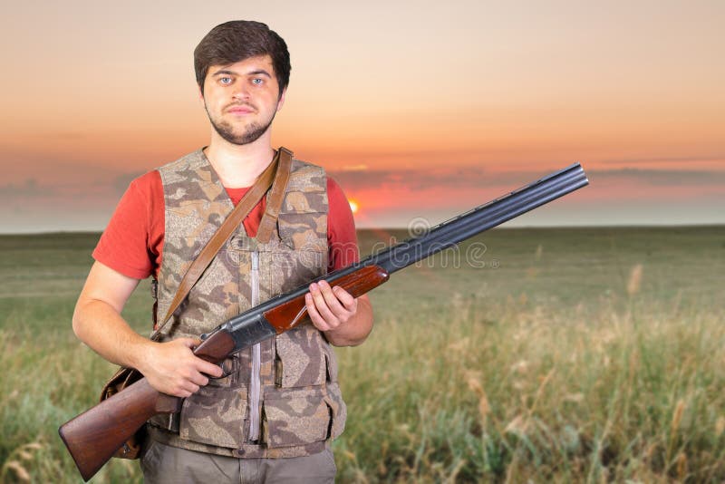 Hunter with his rifle stock image. Image of duckhunting - 59515005