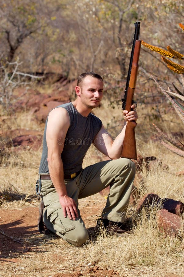 Hunter hunting stock photo. Image of fire, rifle, shotgun - 1097748