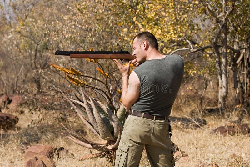Hunter hunting stock photo. Image of fire, rifle, shotgun - 1097748