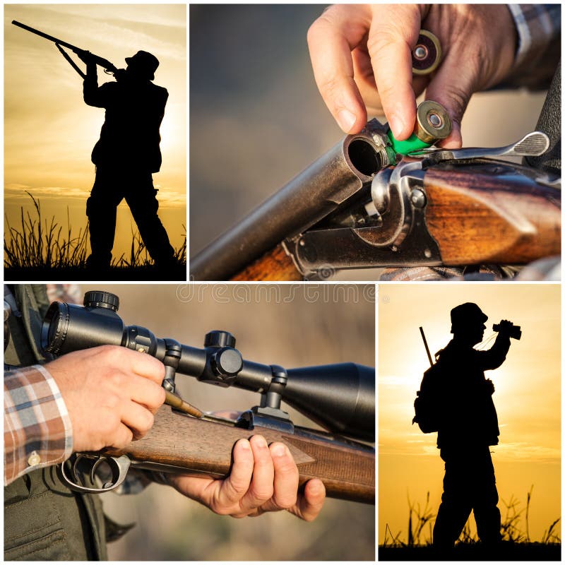 Hunter hunting collage stock image. Image of ready, activity - 34820039
