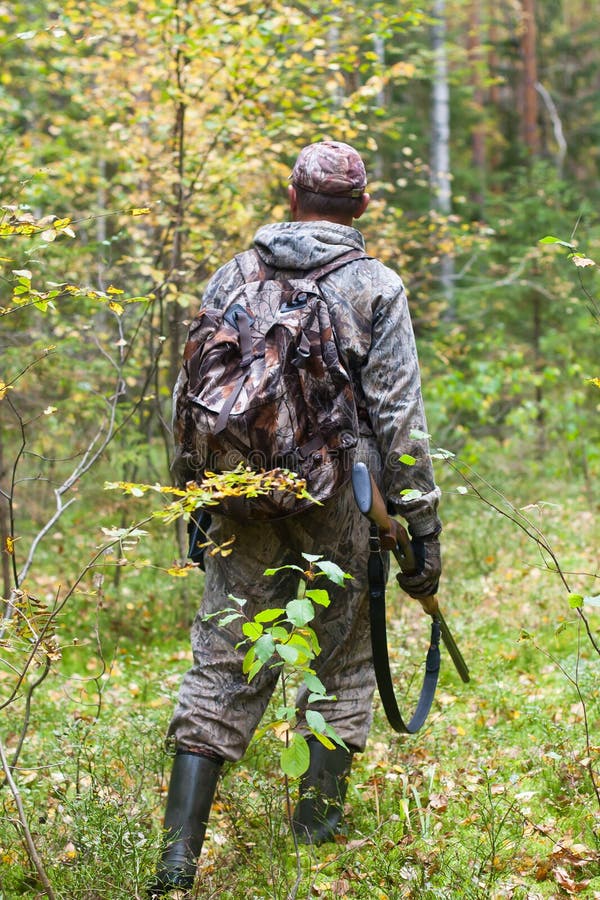 Hunter with Hunting Gun in the Forest Stock Photo - Image of lifestyle ...