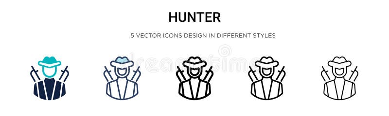 Hunter Icon in Filled, Thin Line, Outline and Stroke Style. Vector ...