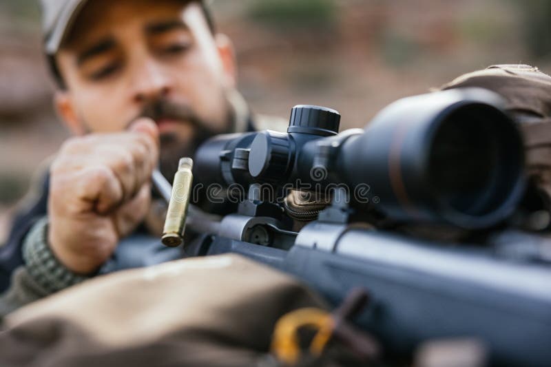 Hunter Loading Rifle with Scope for Hunt Stock Image - Image of ...