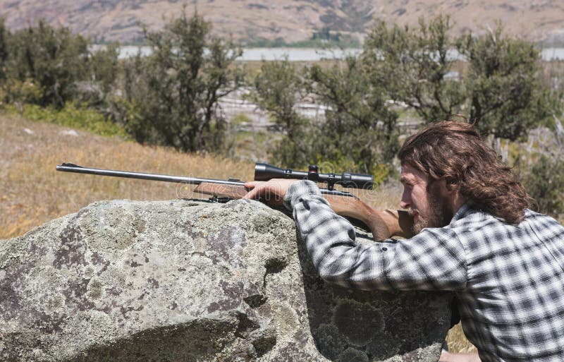 Looking Through New Rifle Scope With Mil-Dot Reticle, Three Clipping ...