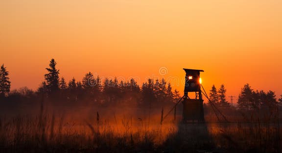 Hunter Lookout Tower on the Edge of the Forest Stock Image - Image of ...