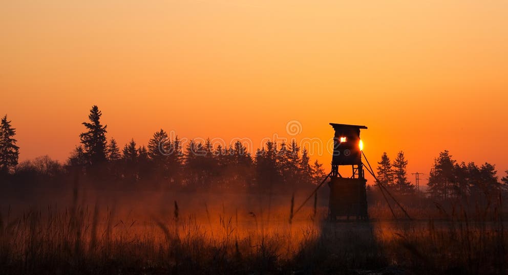 Hunter Lookout Tower on the Edge of the Forest Stock Image - Image of ...