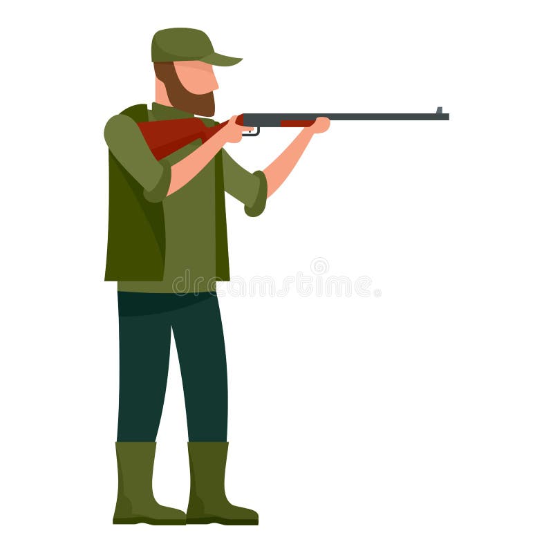 Hunter Man Icon, Flat Style Stock Vector - Illustration of length ...