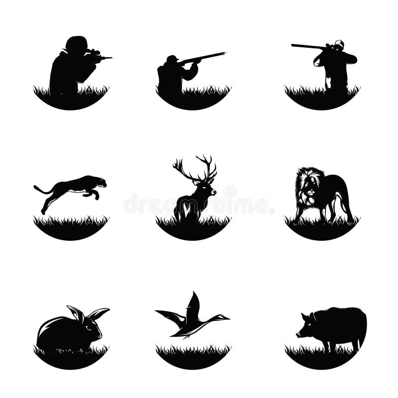Set of Hunter Logo. Hunter Man Logo Design Vector Stock Vector ...