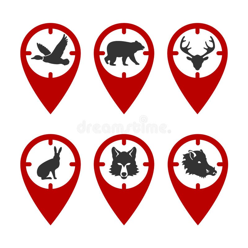 For a Hunter, a Mark on the Map in the Form of an Optical Sight with a ...