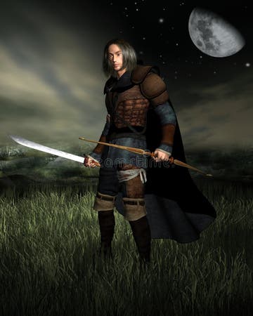 Hunter in the Moonlight stock illustration. Illustration of digital ...