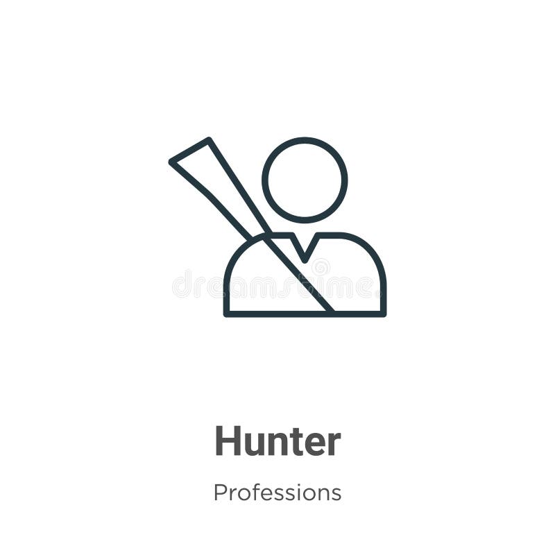 Hunter Outline Icon. Isolated Line Vector Illustration from Professions ...