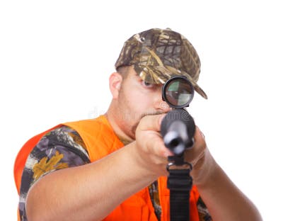 Hunter Pointing the Gun Towards the Camera Stock Photo - Image of ...