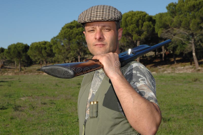 Hunter portrait stock photo. Image of mist, carbine, forest - 5231996