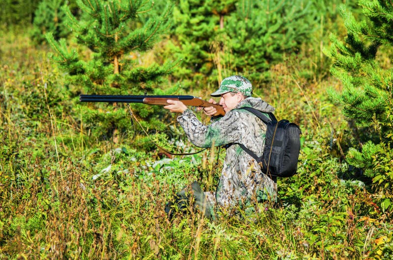 Hunter at the Ready for Shooting Stock Photo - Image of leisure, sport ...