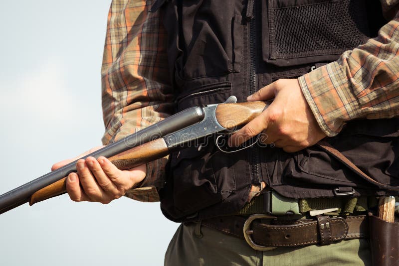 Hunter Ready To Hunt with Hunting Rifle Stock Photo - Image of ...