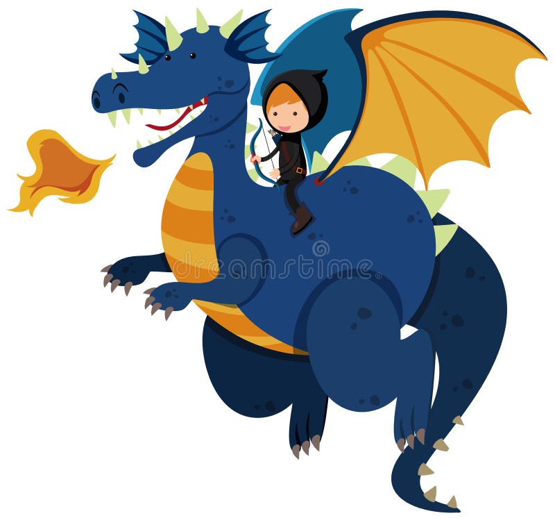 Hunter Riding on Blue Dragon Stock Vector - Illustration of wings ...
