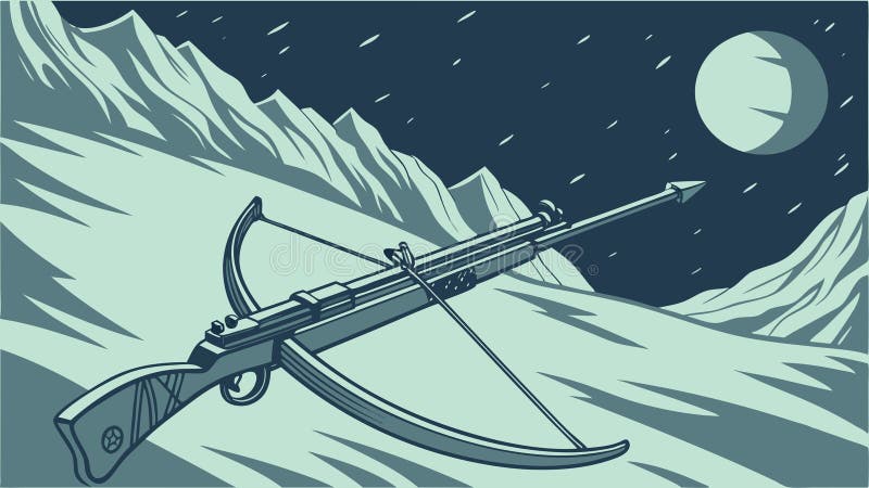 Hunter S Crossbow Tool in Moonlit Winter Landscape, Vector Design ...