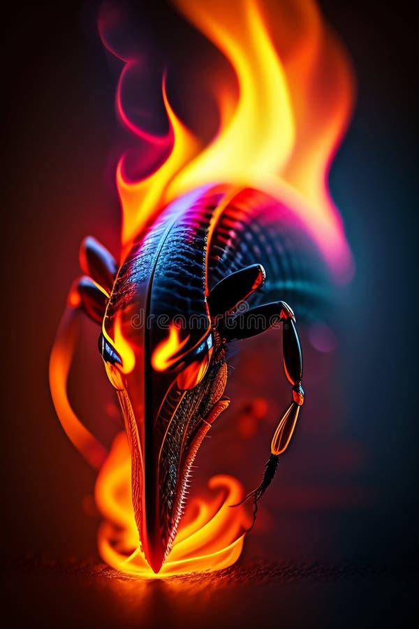 A Hunter Scorpion in Red Flame. Ai Generated Stock Illustration ...