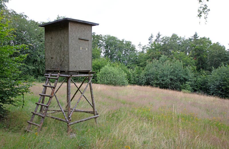 Hunter Shelter in the Forest for Wildlife Observation Stock Image ...