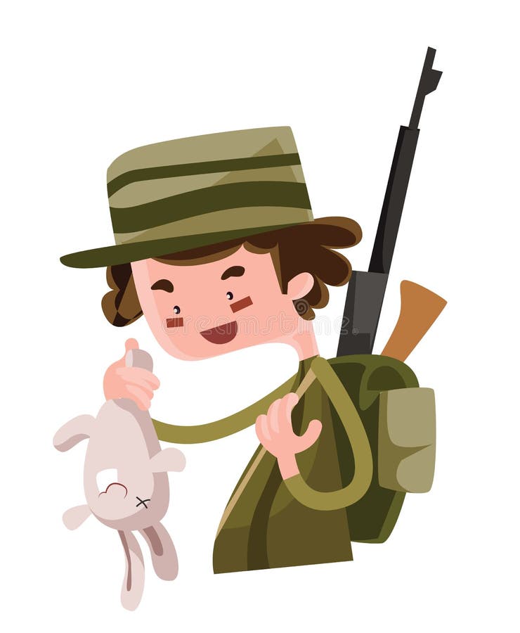 Hunter Shoot Wild Bunny Illustration Cartoon Character Stock ...