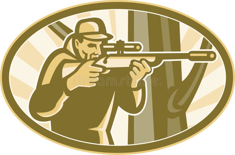 Shooter Aiming Shotgun at You Stock Vector - Illustration of background ...