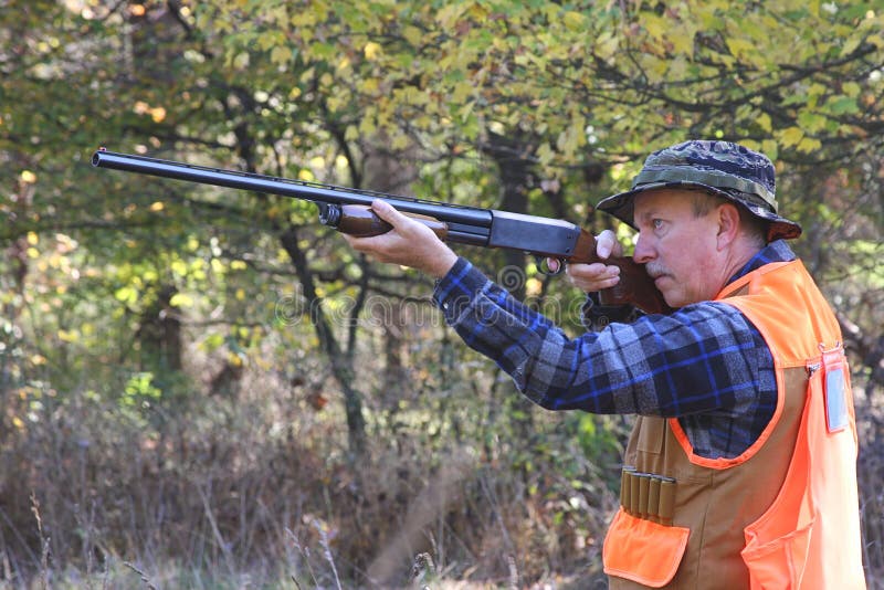 Man Shooting a Shotgun Hunting Stock Photo - Image of handgun, america ...