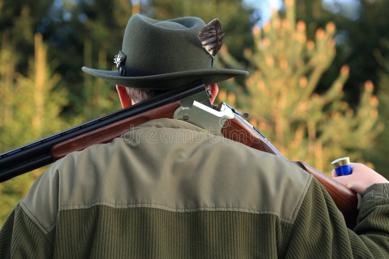 Hunter Shouldering His Shot Gun Stock Photo - Image of back, forestry ...