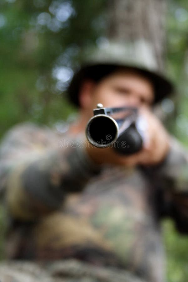 Hunter - Sportsman stock image. Image of weapon, field - 222605