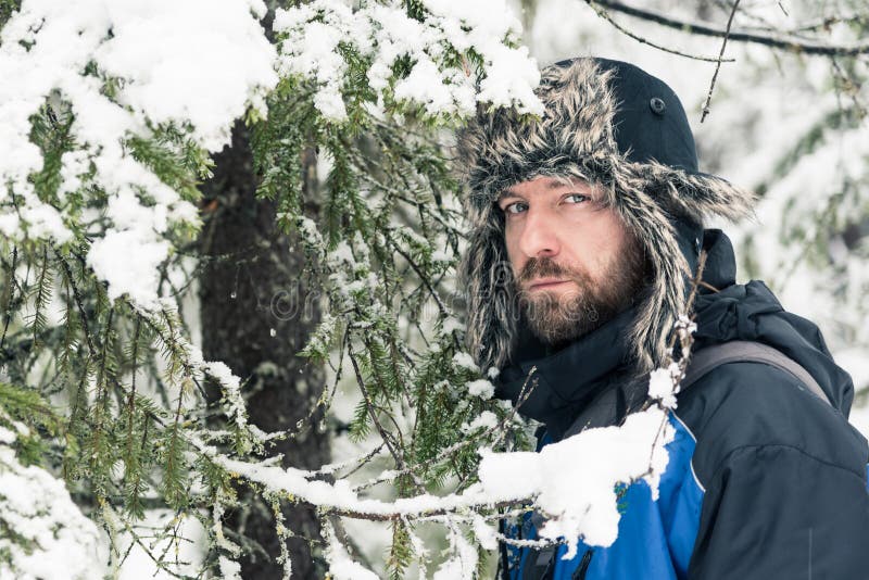 Hunter Standing Behinding Trees Stock Image - Image of protection ...