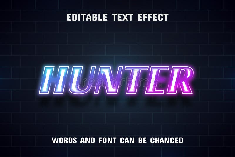Hunter Text - Neon Style Text Effect Stock Vector - Illustration of ...