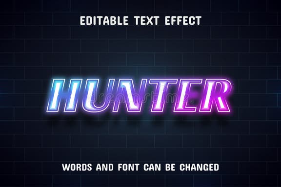 Hunter Text - Neon Style Text Effect Stock Vector - Illustration of ...