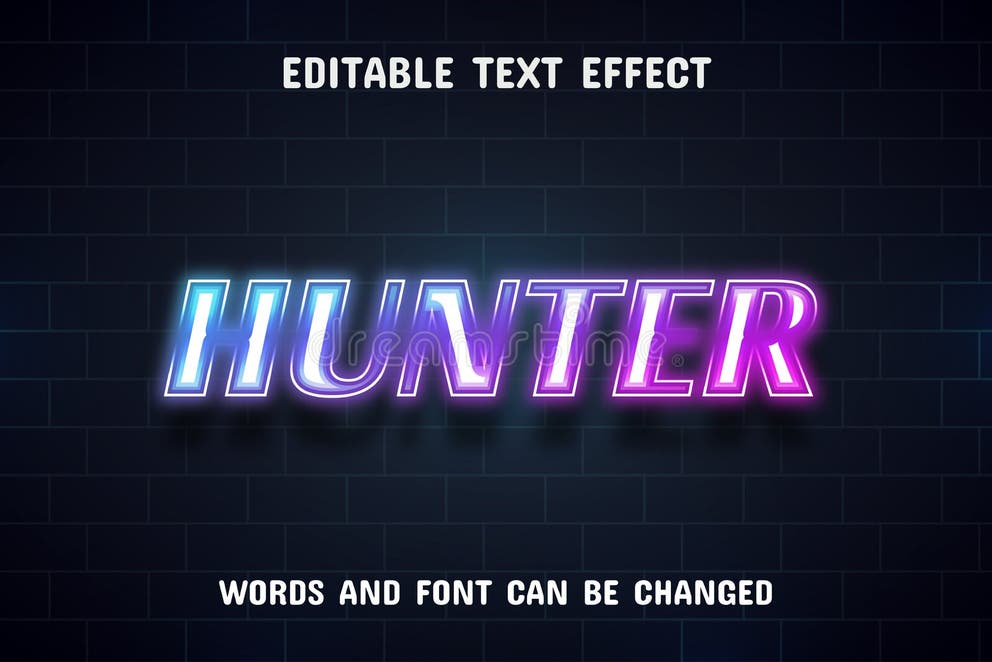 Hunter Text - Neon Style Text Effect Stock Vector - Illustration of ...