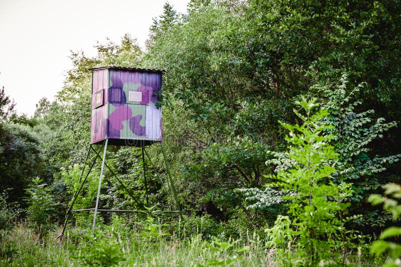 Hunter tower in the forest stock photo. Image of hunter - 154812228