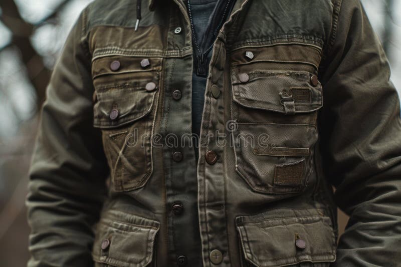 Hunter Wearing Green Hunting Jacket with Lots of Pockets Stock Photo ...